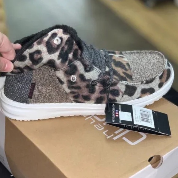 Hey Dude | Shoes | Hey Dude Britt Leopard Print Casual Sneakers | Poshmark